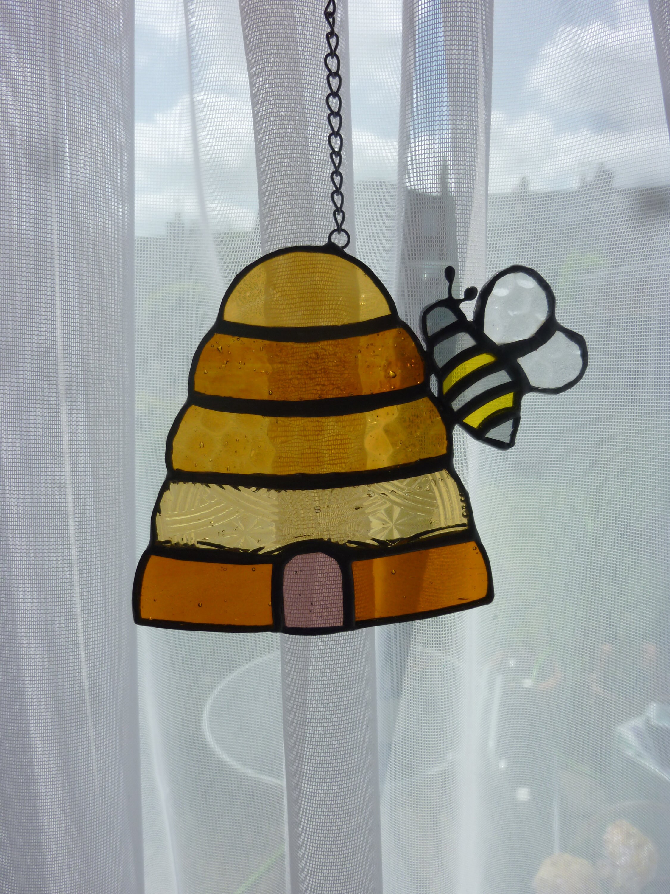 Beehive Suncatcher.honeycomb Suncatcher. Hive With Bee. - Etsy