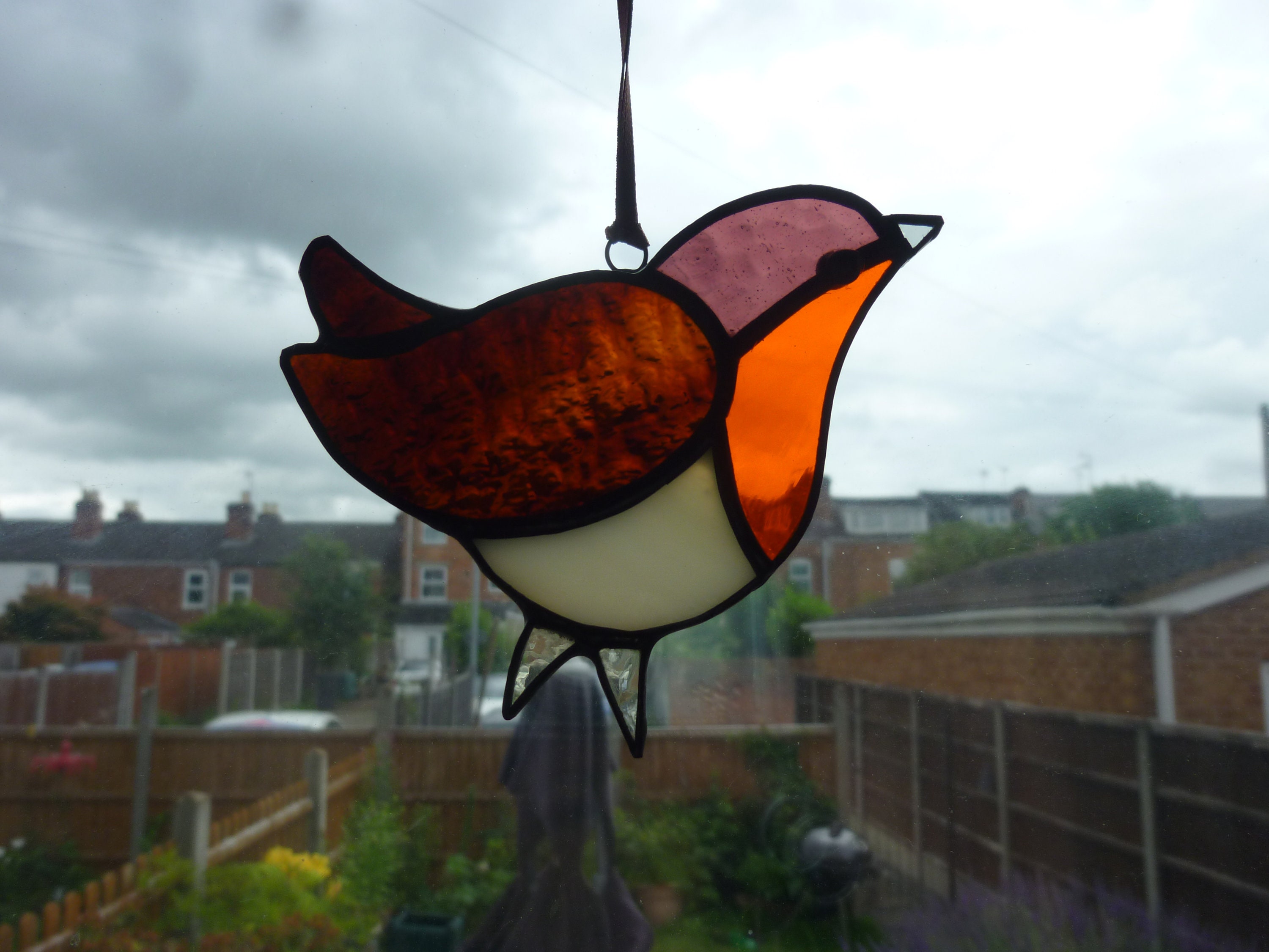 Stained Glass Robin suncatcher.Bird Suncatcher.Robin. | Etsy
