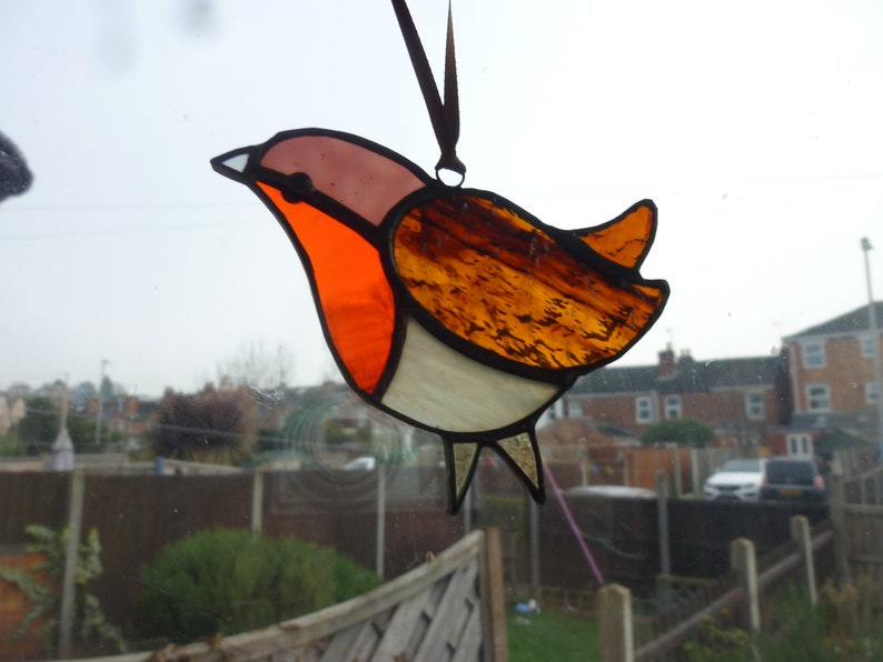 Stained Glass Robin Suncatcher.bird Suncatcher.robin. - Etsy