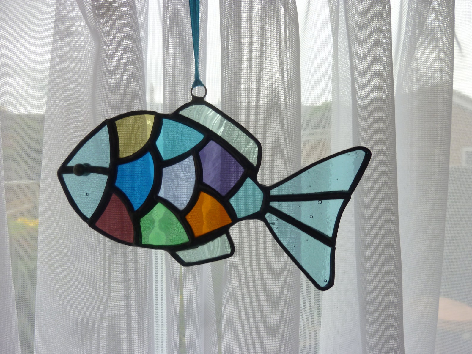 Stained glass fish suncatcher.Fish ornament. | Etsy