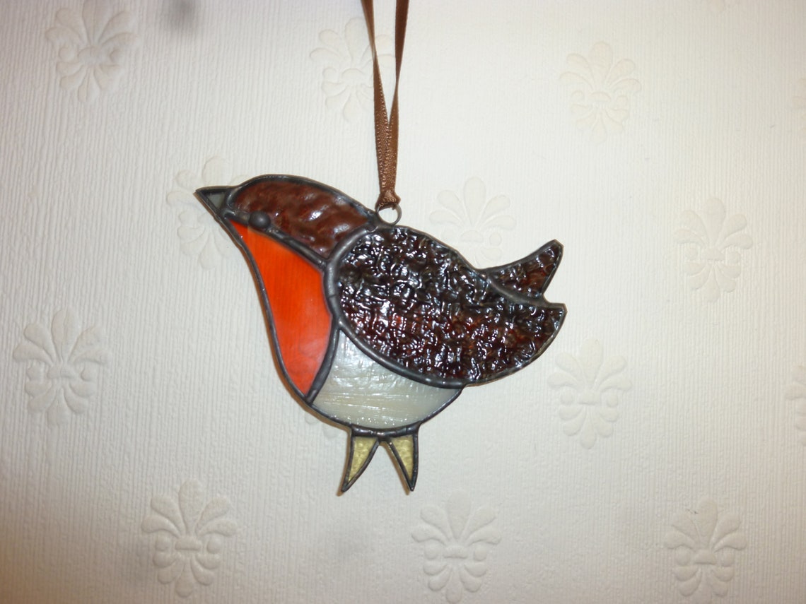 Stained Glass Robin Suncatcher.bird Suncatcher.robin. - Etsy