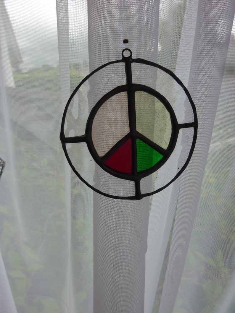 Stained glass peace mark circle. suncatcher. | Etsy