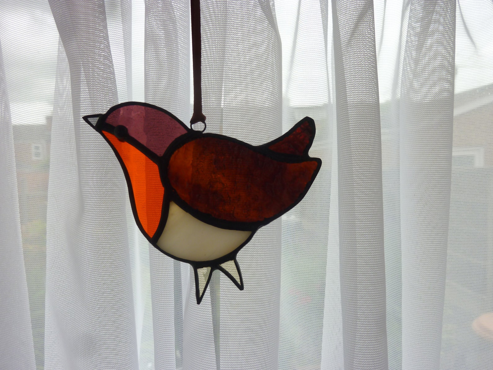 Stained Glass Robin suncatcher.Bird Suncatcher.Robin. | Etsy