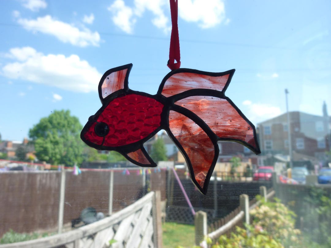 Stained Glass Goldfish Suncatcher,fish Suncatcher. - Etsy