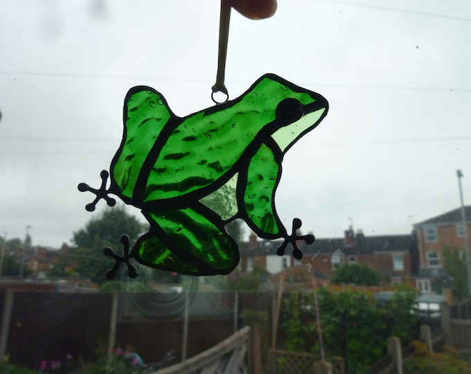 Stained Glass Frog Frog Suncatchergreen Frog. - Etsy