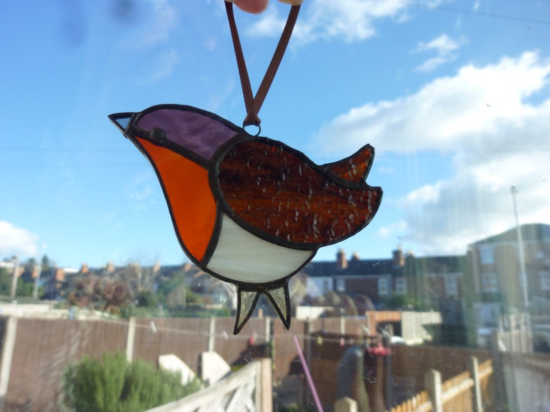 Stained Glass Robin Suncatcher.bird Suncatcher.robin. - Etsy
