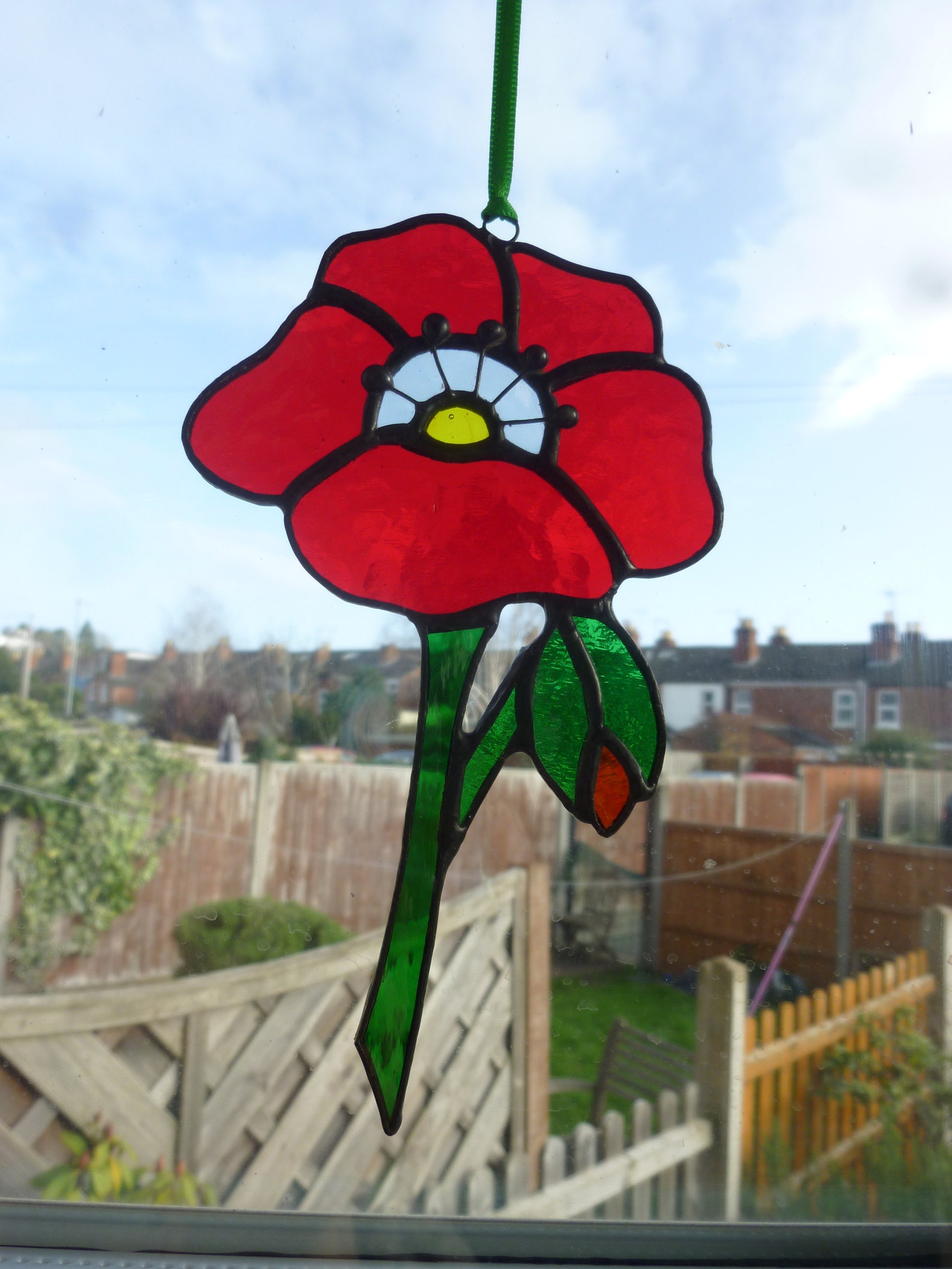 Beautiful Poppy Stained glass suncatcher.Poppy flower. | Etsy