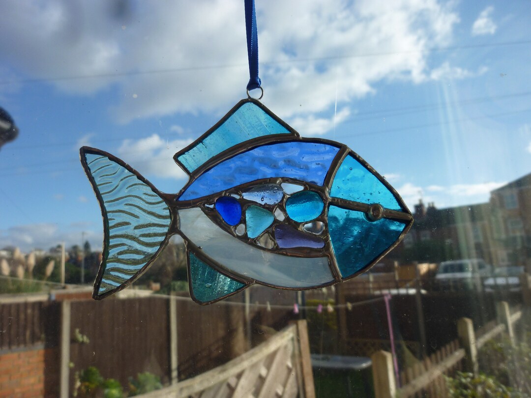 Stained Glass Fish Suncatcher. Fish Ornament,blue Fish.cute Fish. - Etsy