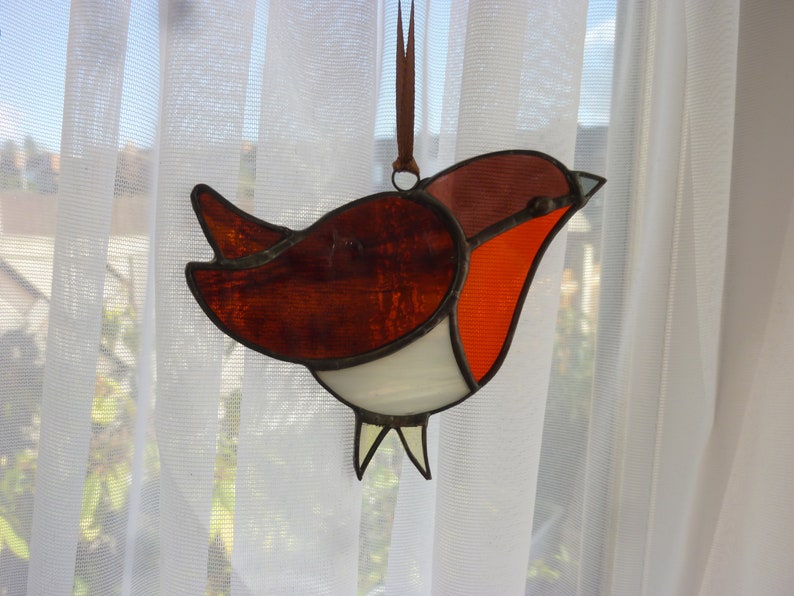 Stained Glass Robin Suncatcher.bird Suncatcher.robin. - Etsy