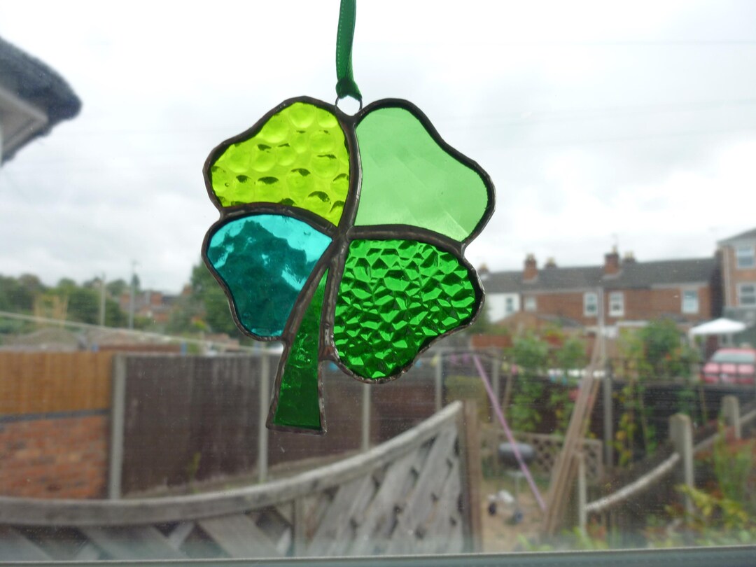 Stained Glass Four Leaf Clover Suncatcher: Lucky Charm Decor - Etsy