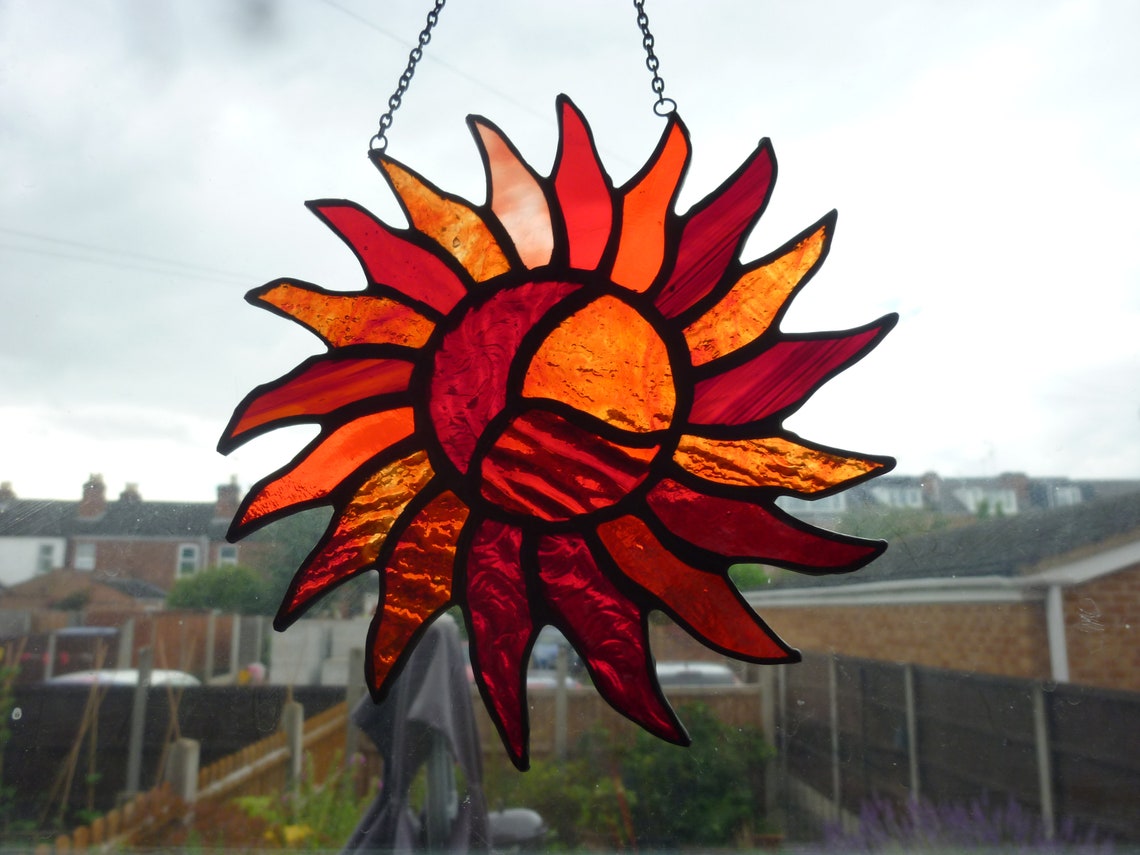 Stained Glass Sun Suncatcher. Sun Ornament.a - Etsy