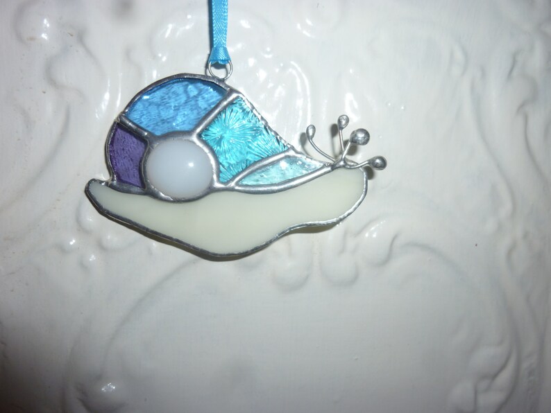 Stained glass Snail. small Snail.Snail ornamentSnail | Etsy