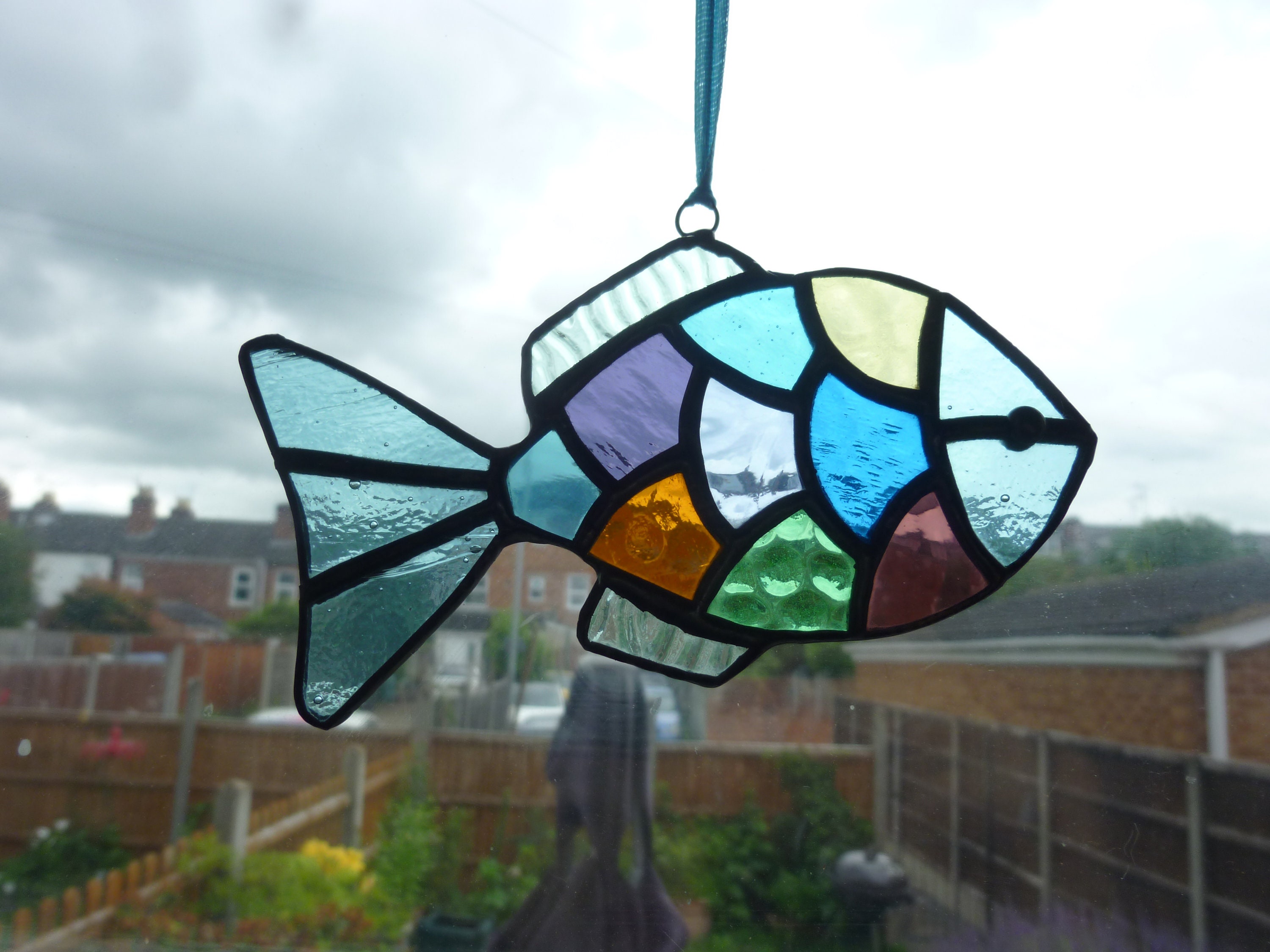 Stained glass fish suncatcher.Fish ornament. | Etsy