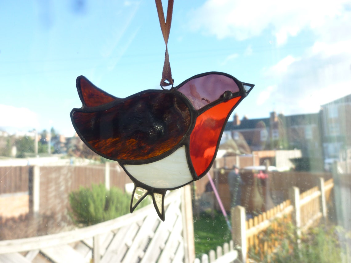 Stained Glass Robin Suncatcher.bird Suncatcher.robin. - Etsy
