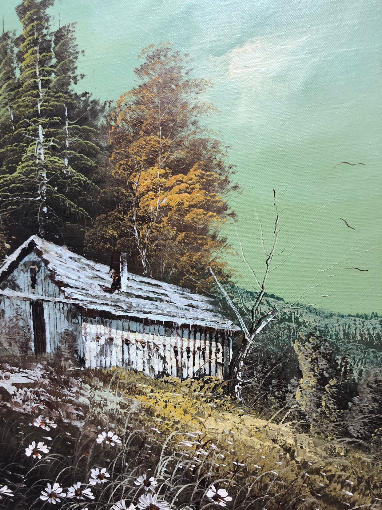 Vintage Rustic Barn Oil Painting of a Country Scene in Wooden Frame ...