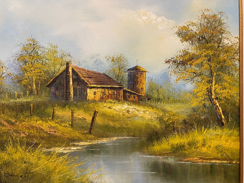 Vintage Rustic Cottage Oil Painting of a Summer Scene in - Etsy