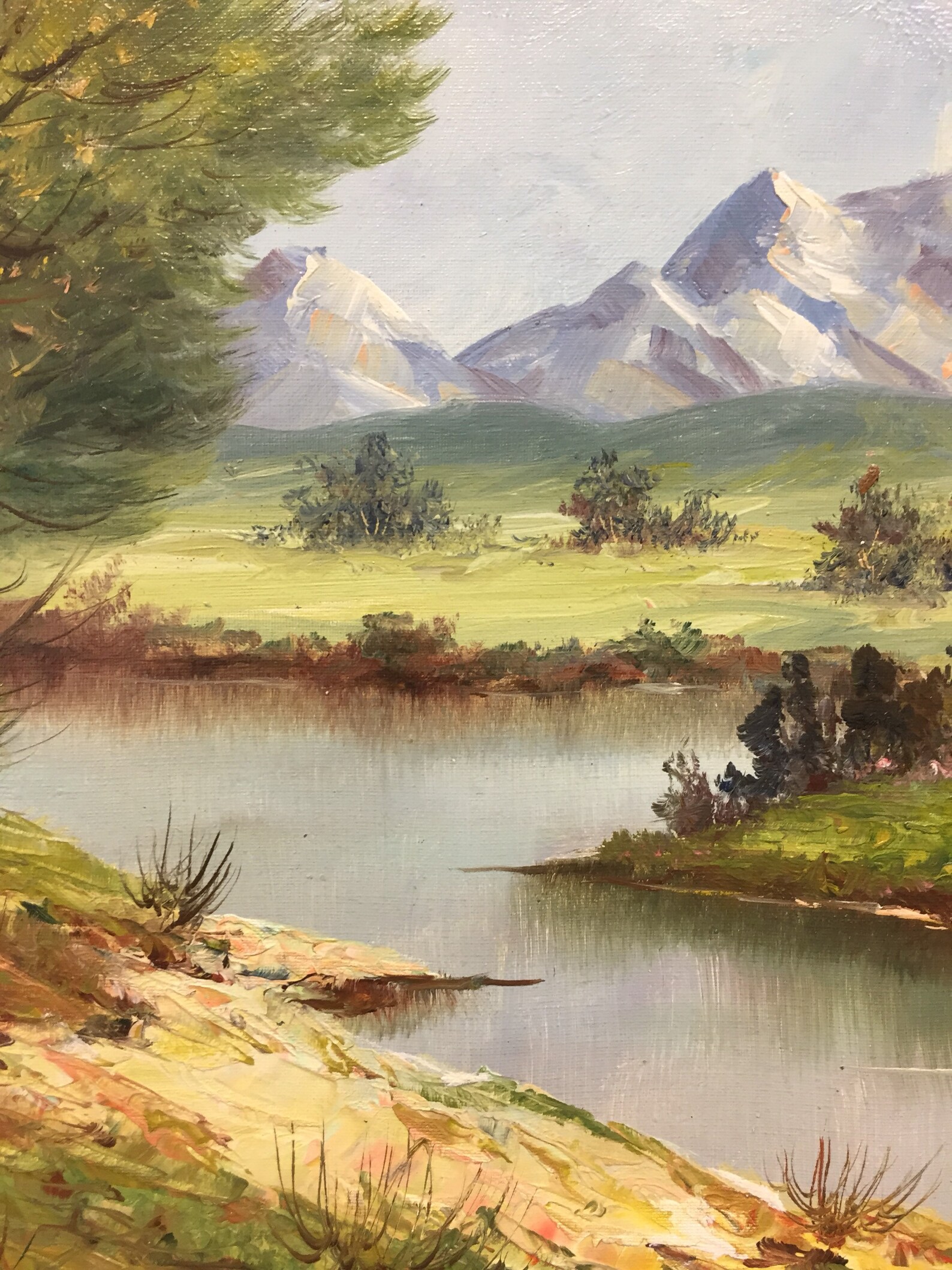 Vintage Spring Landscape Oil Painting of a Foresty Mountain | Etsy