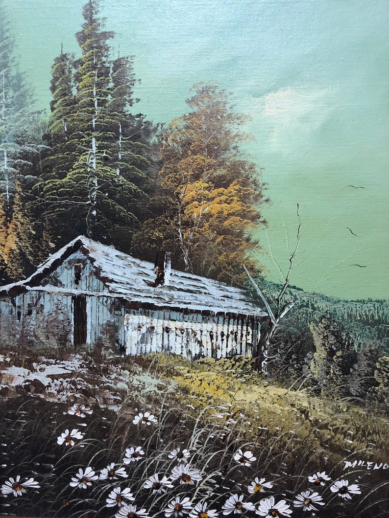 Vintage Rustic Barn Oil Painting of a Country Scene in Wooden | Etsy