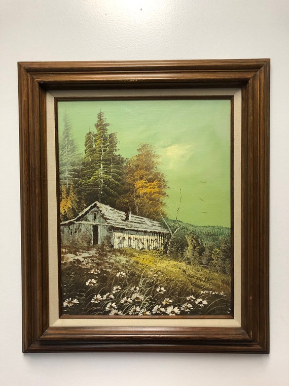 Vintage Rustic Barn Oil Painting of a Country Scene in Wooden - Etsy