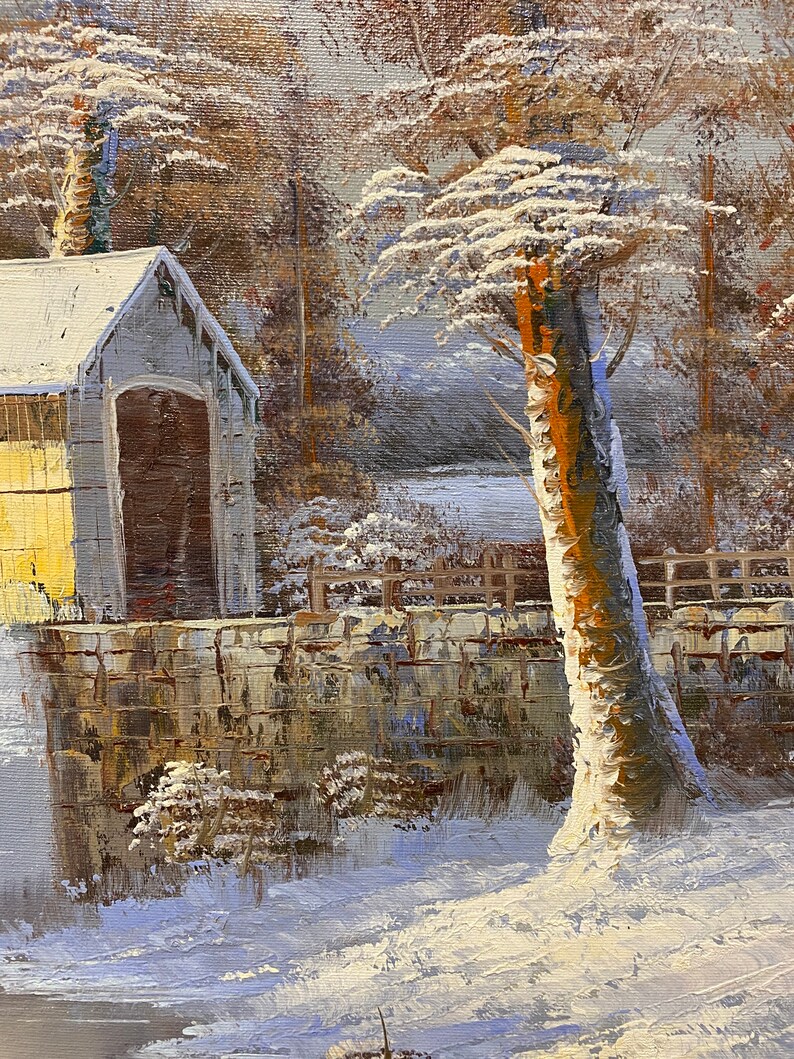Vintage Winter Landscape Oil Painting of a Homestead Scene in - Etsy