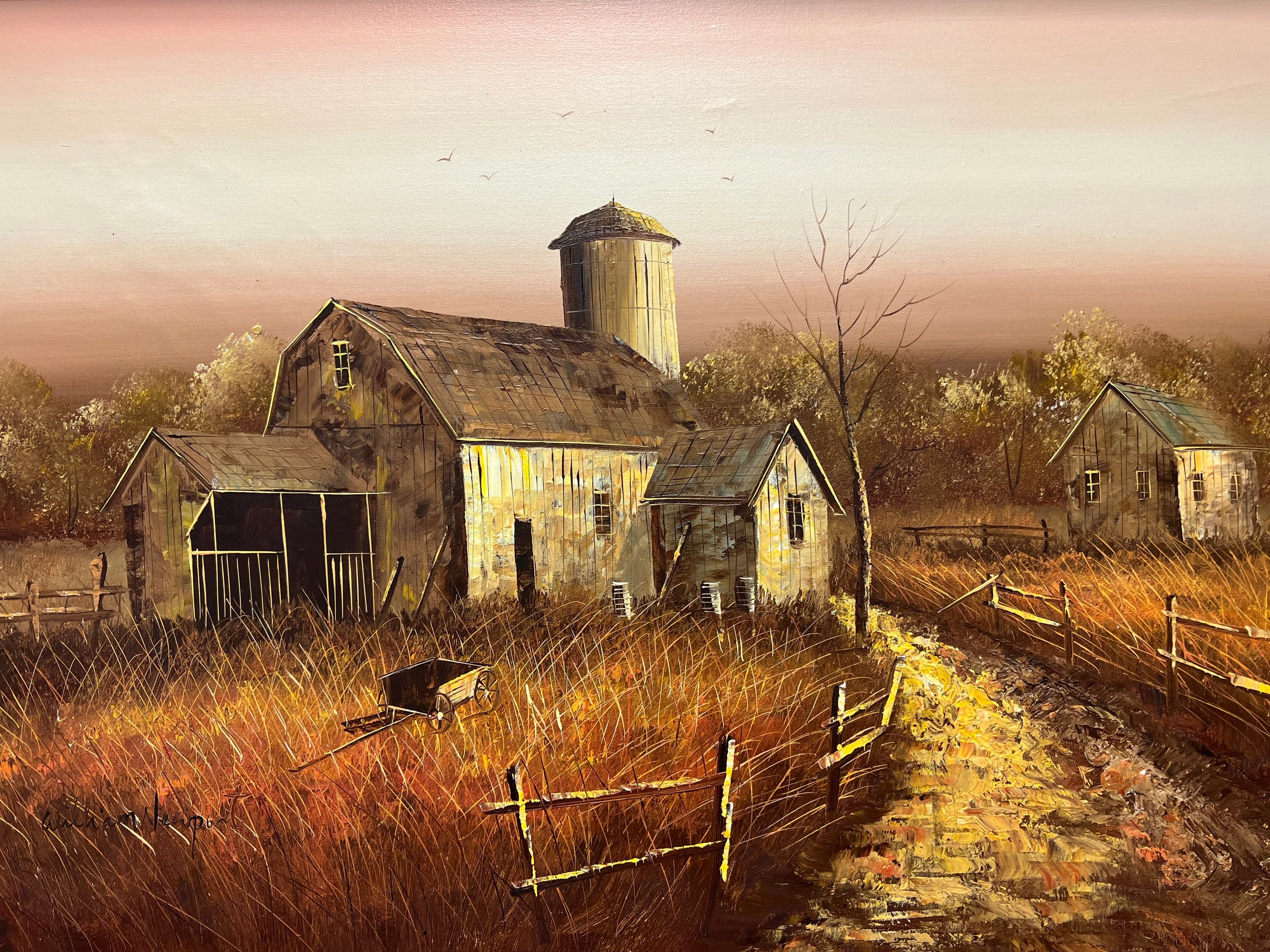 Vintage Rustic Barn Oil Painting of an Autumn Scene in Wooden - Etsy