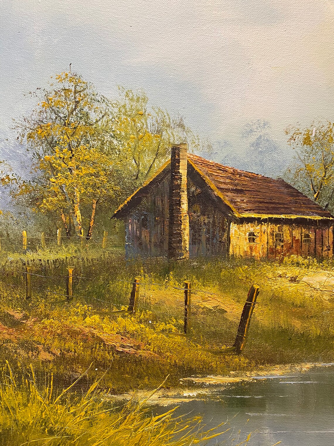 Vintage Rustic Cottage Oil Painting of a Summer Scene in - Etsy