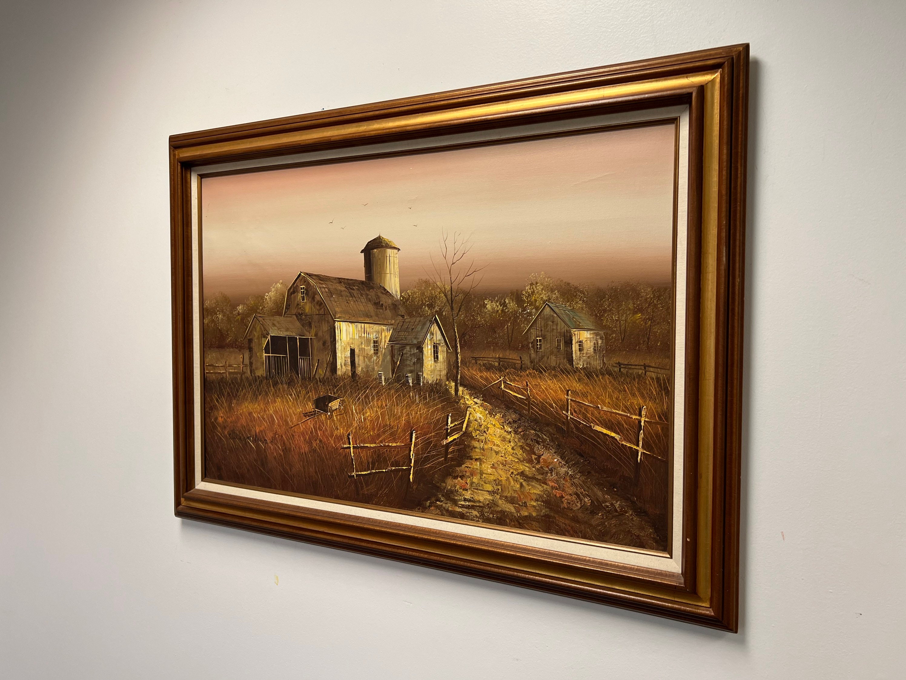 Vintage Rustic Barn Oil Painting of an Autumn Scene in Wooden - Etsy