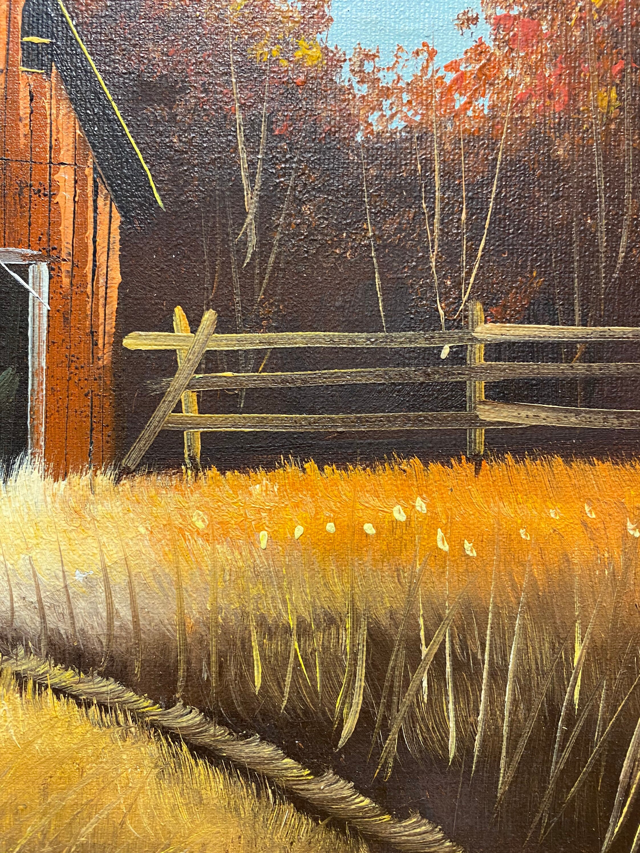 Vintage Fall Landscape Oil Painting of a Rustic Red Barn Scene | Etsy