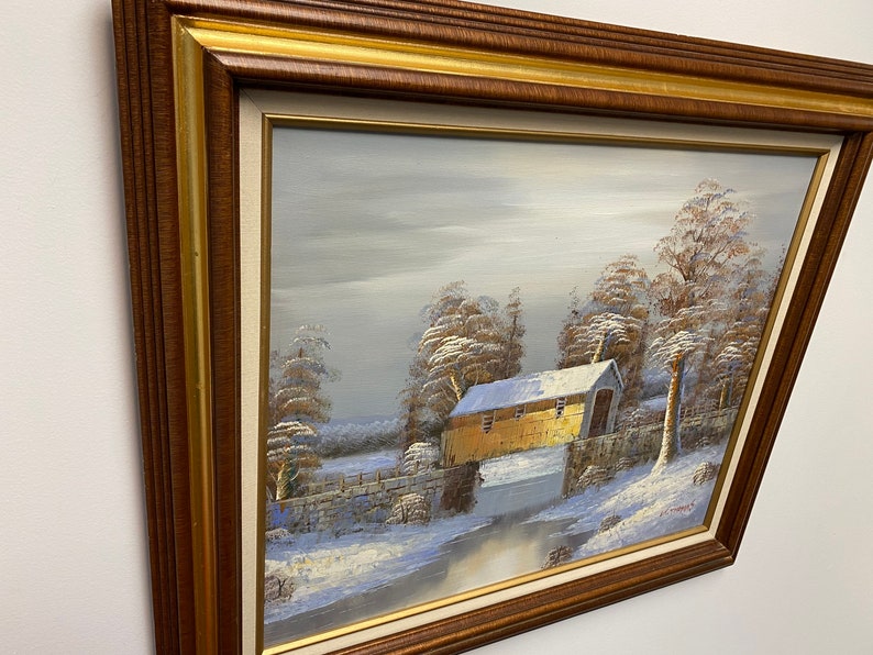 Vintage Winter Landscape Oil Painting of a Homestead Scene in | Etsy