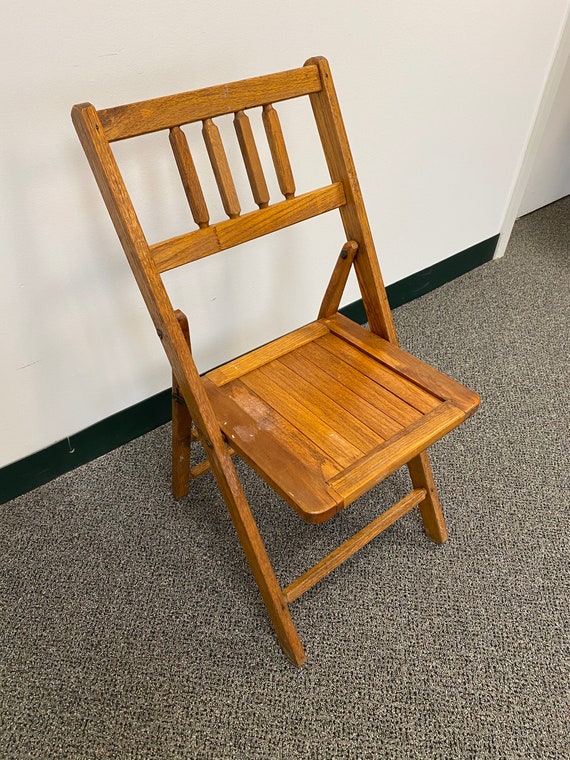 Oak Slat Wood Folding Chair | Etsy