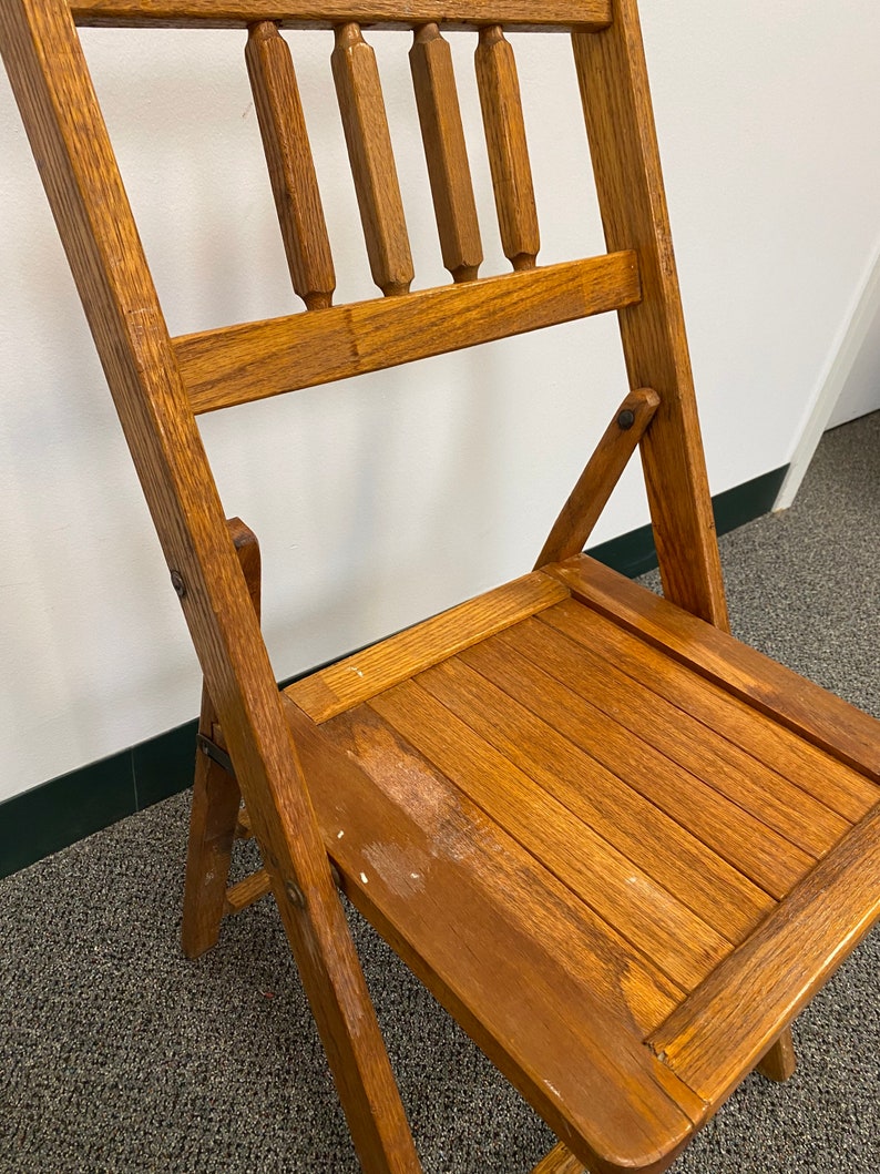 Oak Slat Wood Folding Chair | Etsy