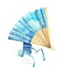 Mediterranean Silk Fan, Hand Painted Silk Fan, Sea Blue Silk Fan, Blue ...