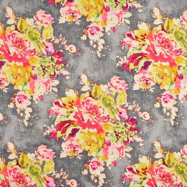 Gray Floral Fabric - Etsy
