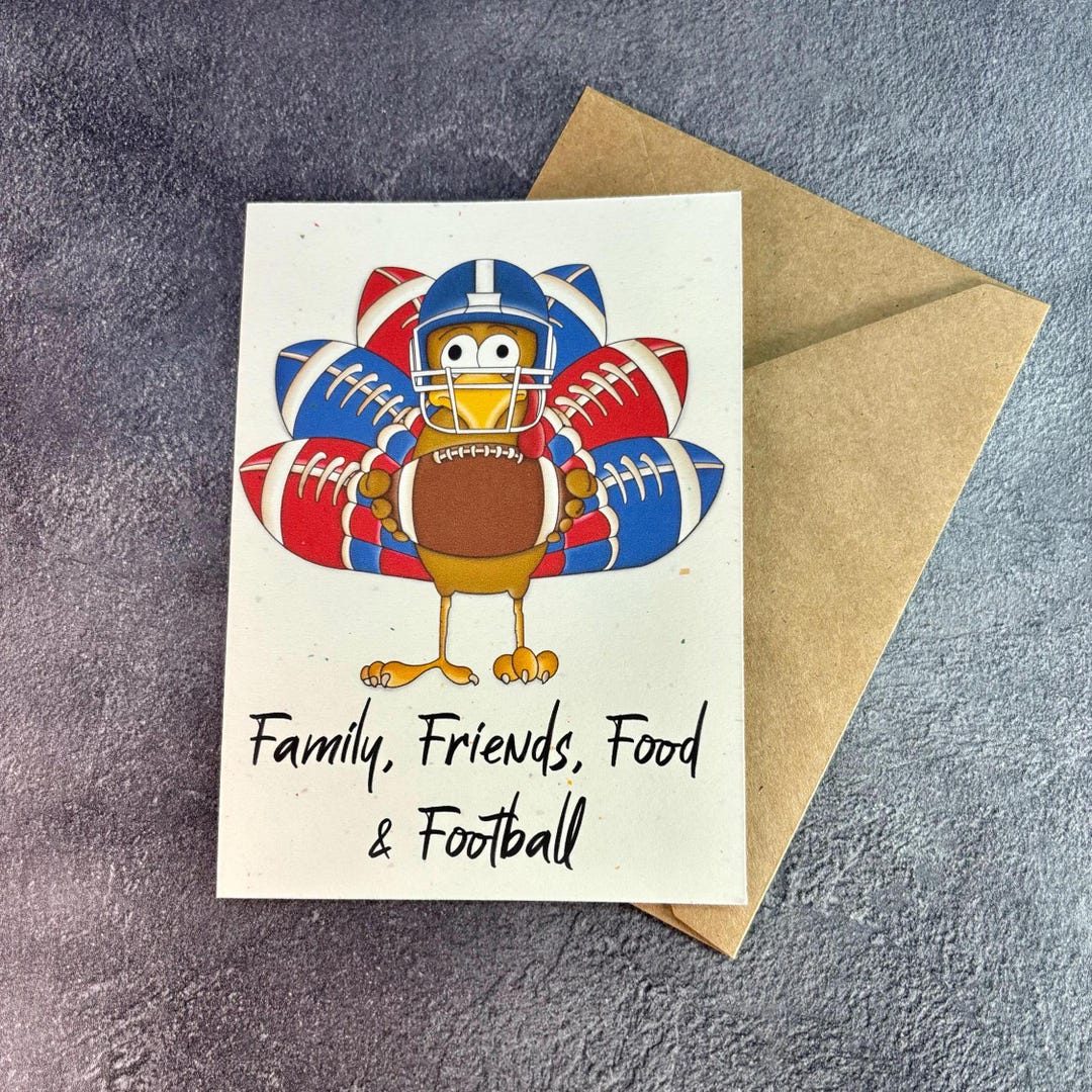 Turkey Football Family and Friends Thanksgiving / Handmade Greeting ...