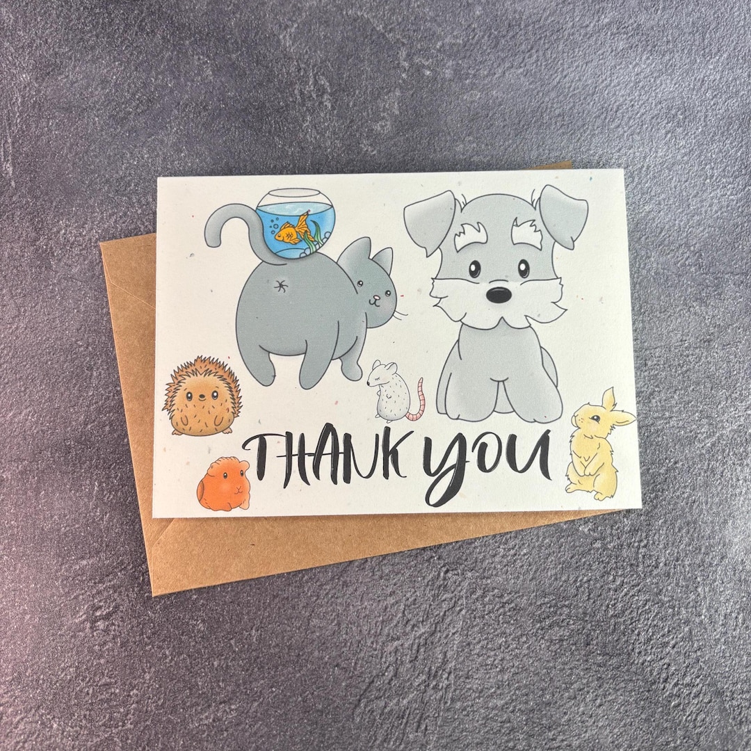 Thank You for Helping Me Pet / Handmade Greeting Card/ Pet Card / Cute ...