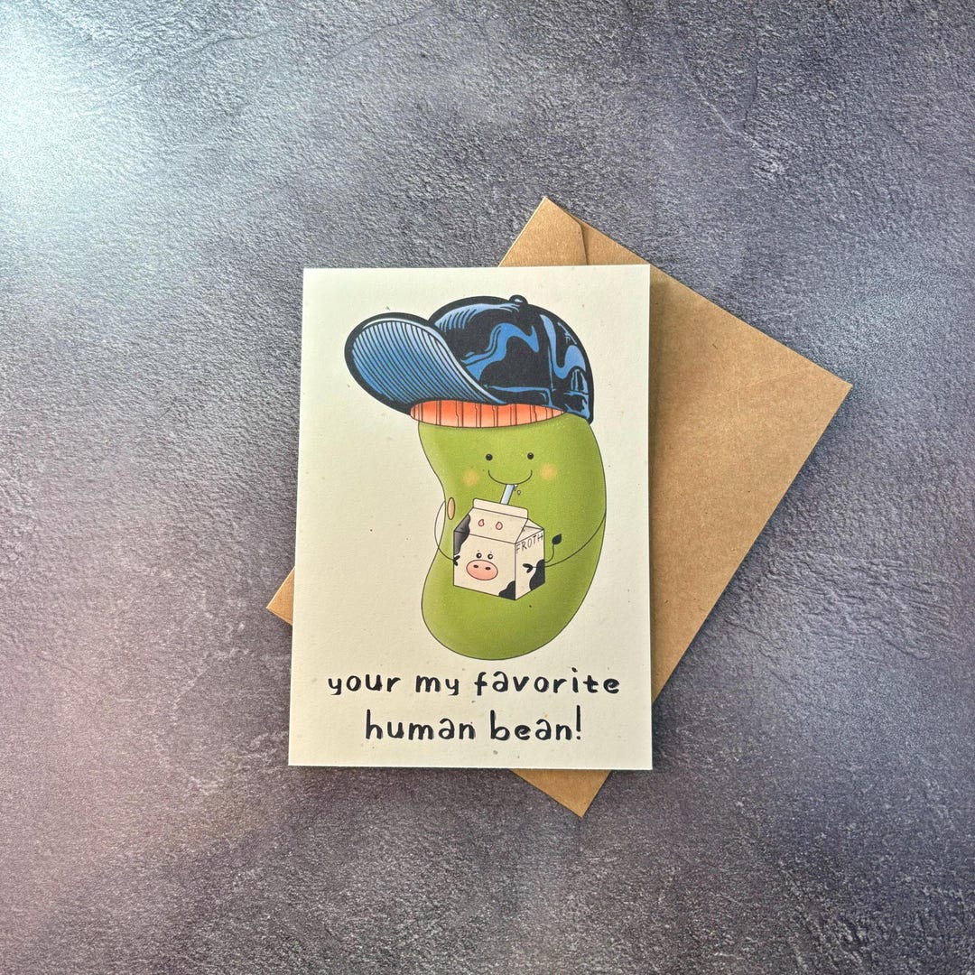 Your My Favorite Human Bean / Handmade Greeting Card/ Cute Bean/ Love ...