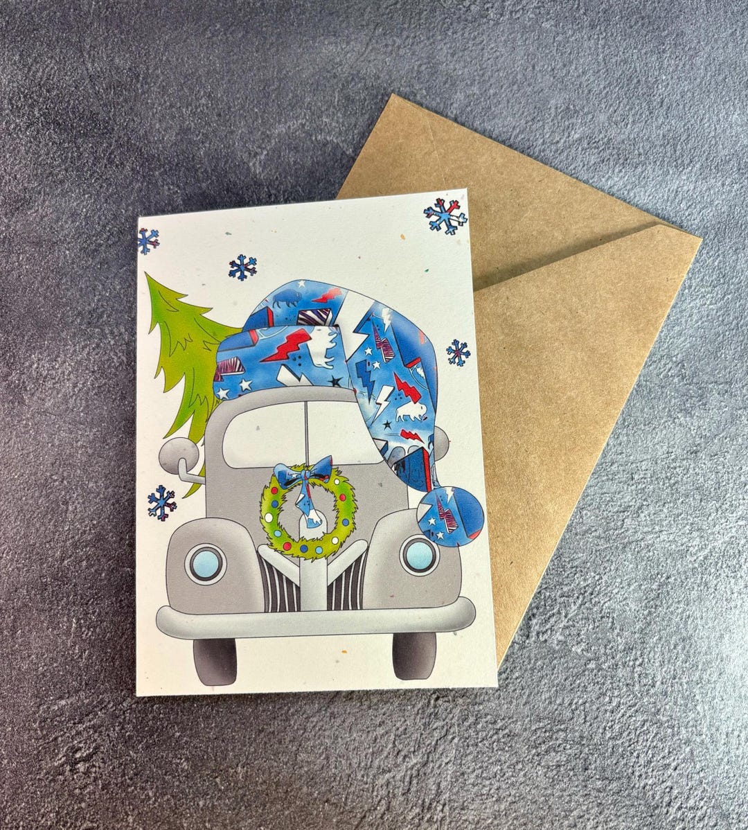 Santa Mafia Truck Tailgate Holiday Party / Handmade Greeting Card/ Kids ...