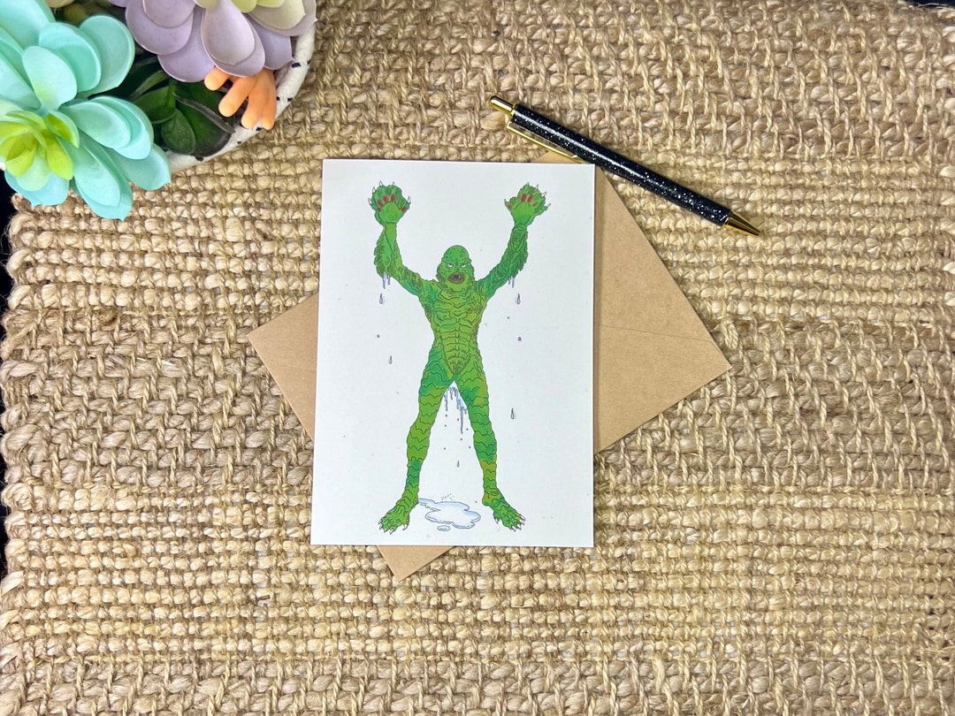 SWAMP MONSTER CREATURE / Handmade Greeting Card / Birthday Card ...