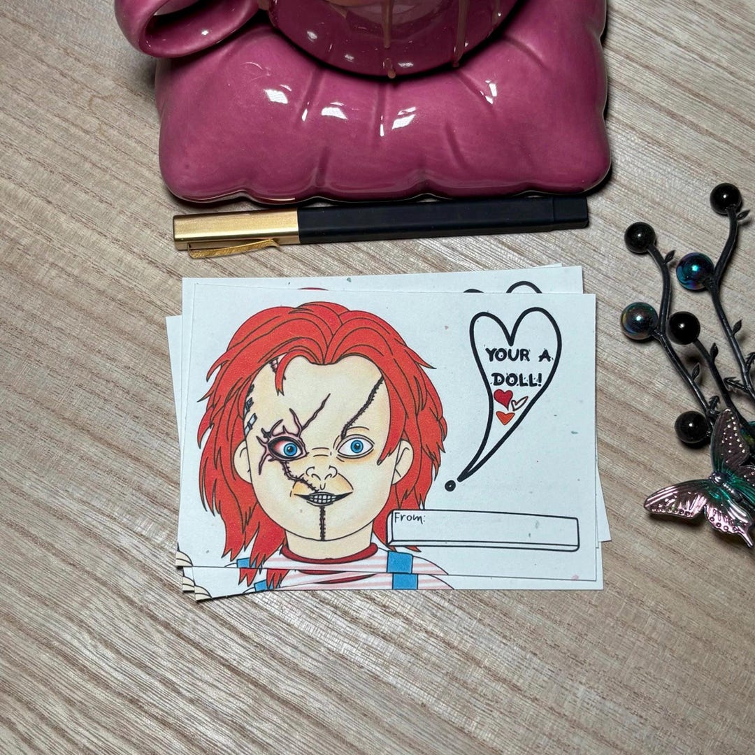 Set of 8 Mini - Chucky Horror: Kids Valentines School Exchange Cards - Etsy