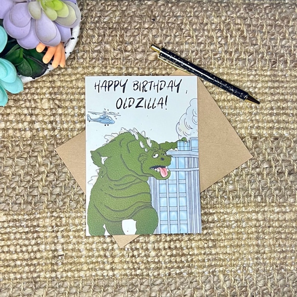Godzilla Happy Birthday Card - Etsy