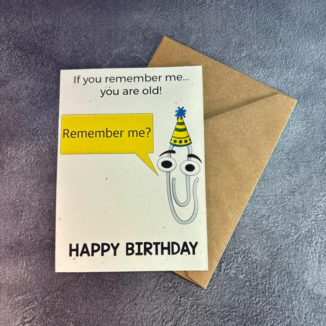 Dial up Remember Me Your Old / Handmade Greeting Card/ Clippy Paperclip ...