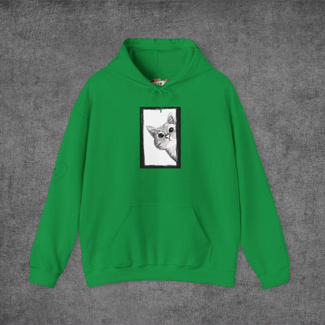 Funny Cat Middle Finger Heart Hoodie, Love Cats, Unisex Sweatshirt ...