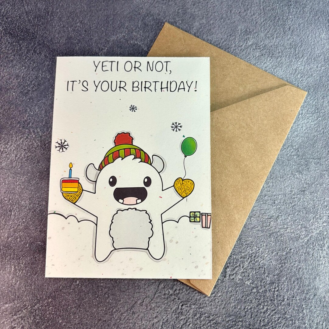 Yeti for Birthday Party / Handmade Greeting Card / Birthday Card ...