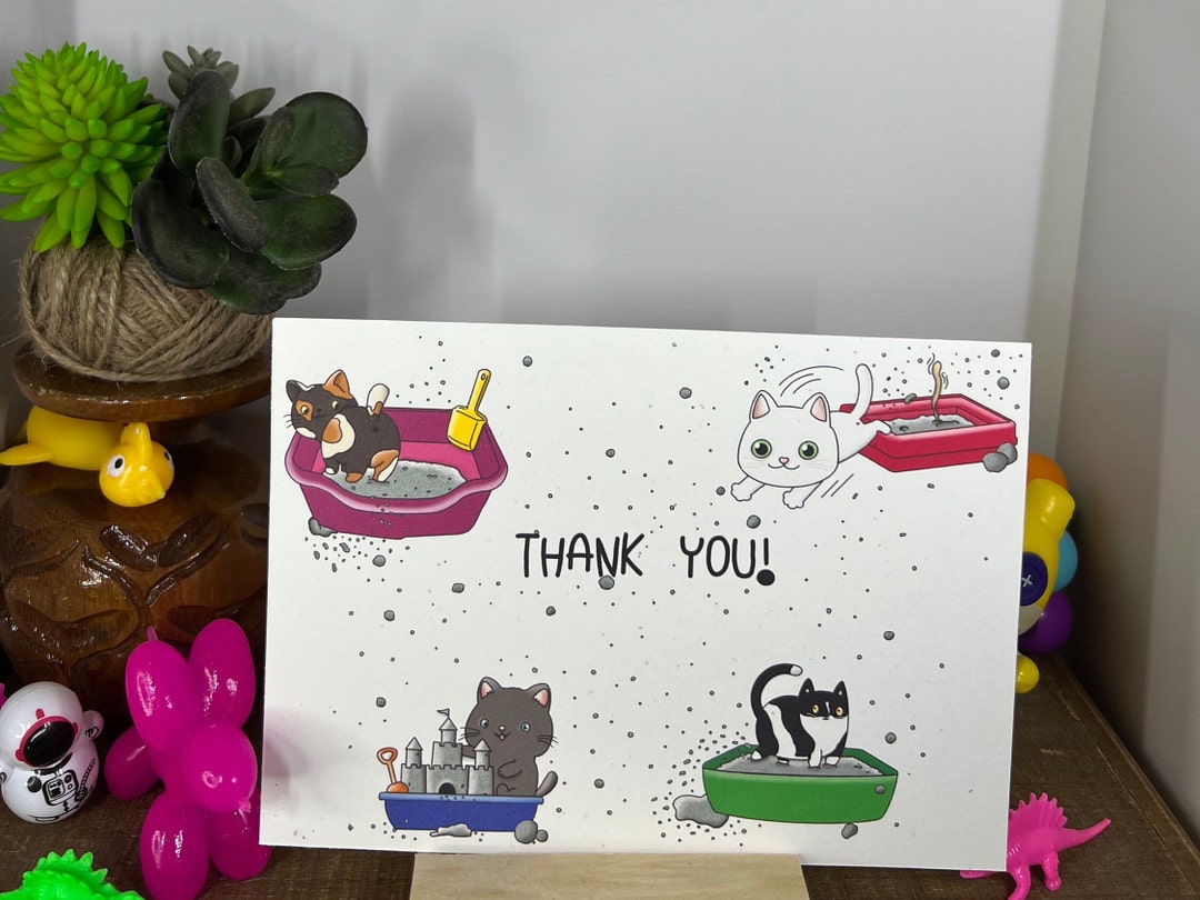 Thank You Cat Litter Funny / Handmade Greeting Card/ Cat Thank - Etsy