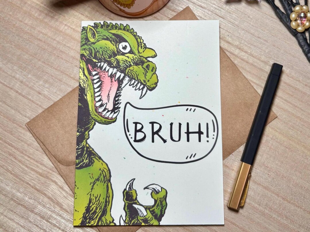 Giant Monster Bruh: Handmade Greeting Card - Etsy