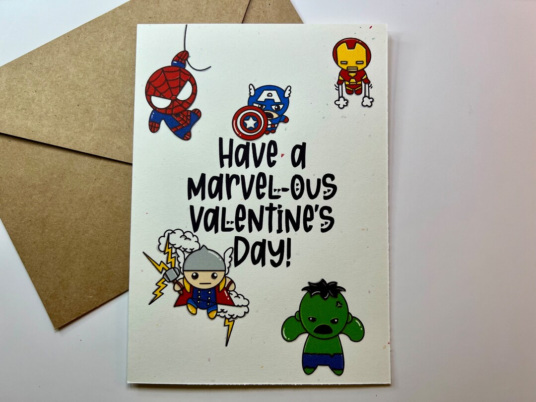Marvelous Superhero Valentine/ Handmade Greeting Card/ Kids Valentine ...