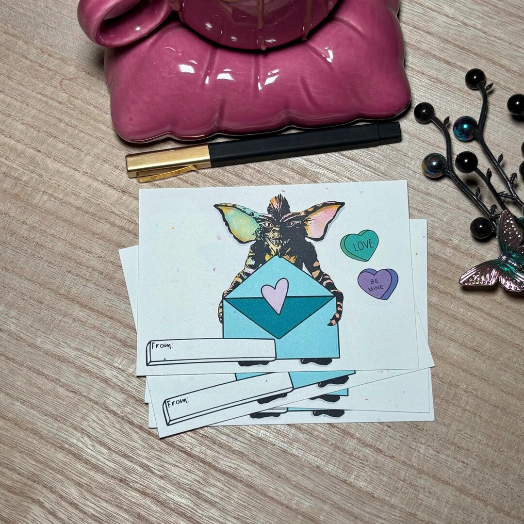 Set of 8 Mini - Gremlin Valentines: Handmade Greeting Card - Etsy