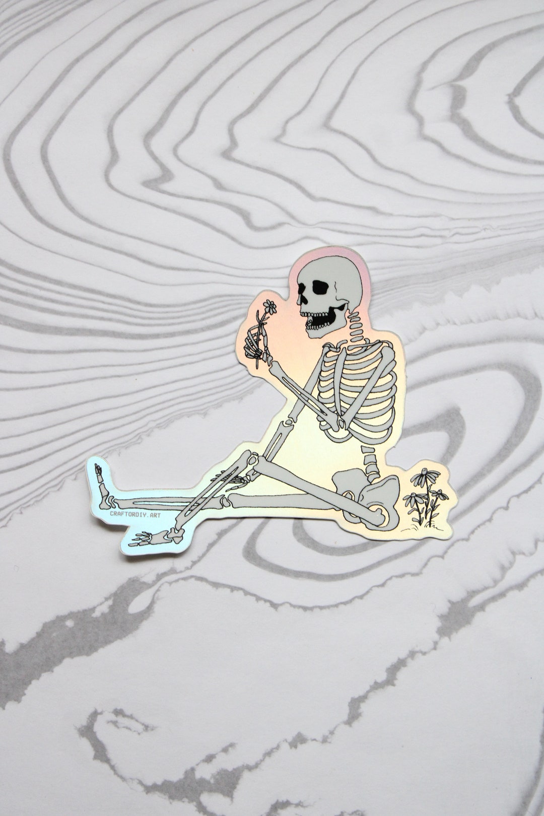 Skeleton Picking Flowers | Vinyl Sticker 3x2.5" - Etsy