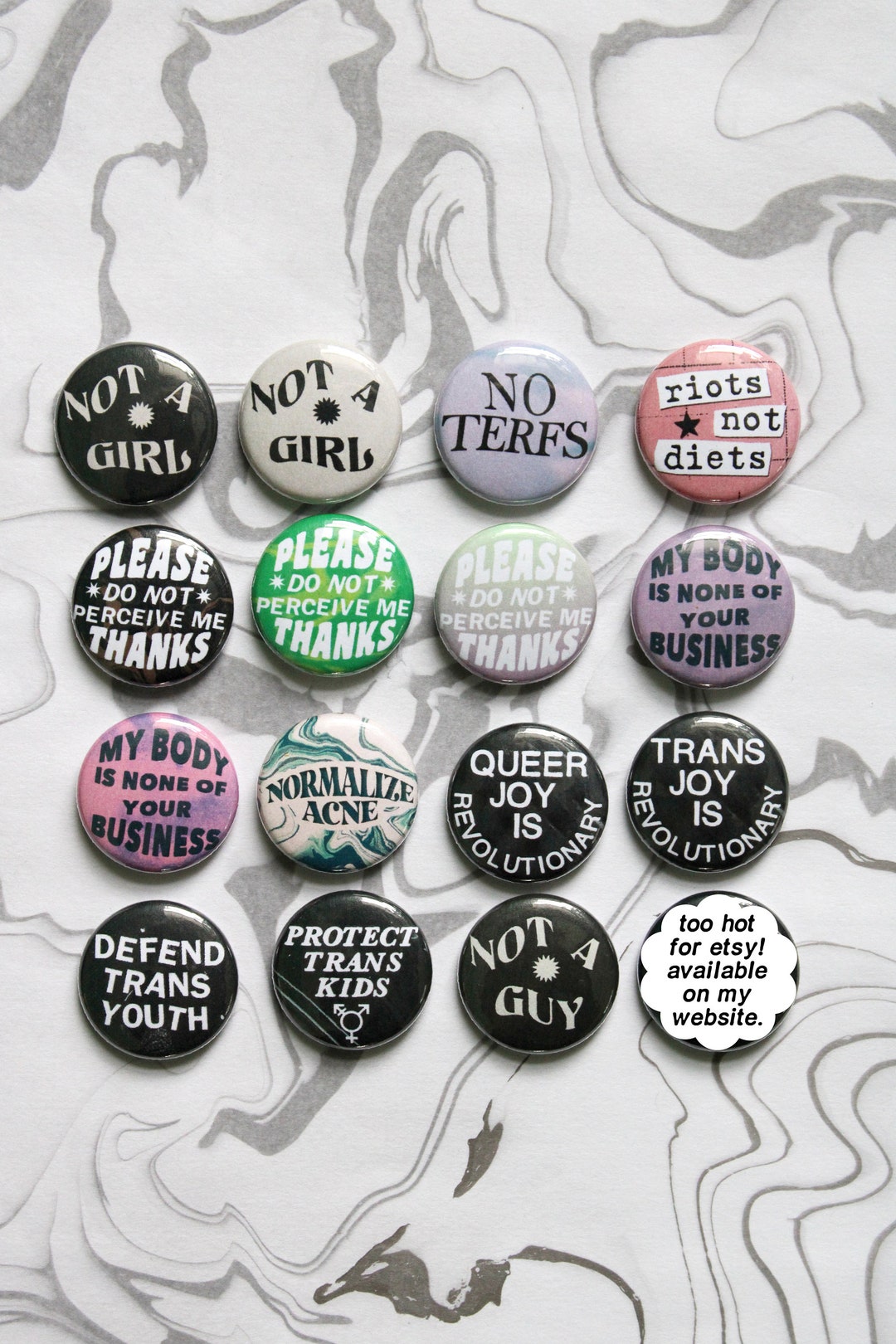 SMALL 1" Inch Pin-back Buttons | Punk, Queer, Lgbtqia+, Body Positive ...