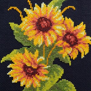 Sunflower Bouquet Cross Stitch Kit, Summer Flowers Embroidery Kit With ...